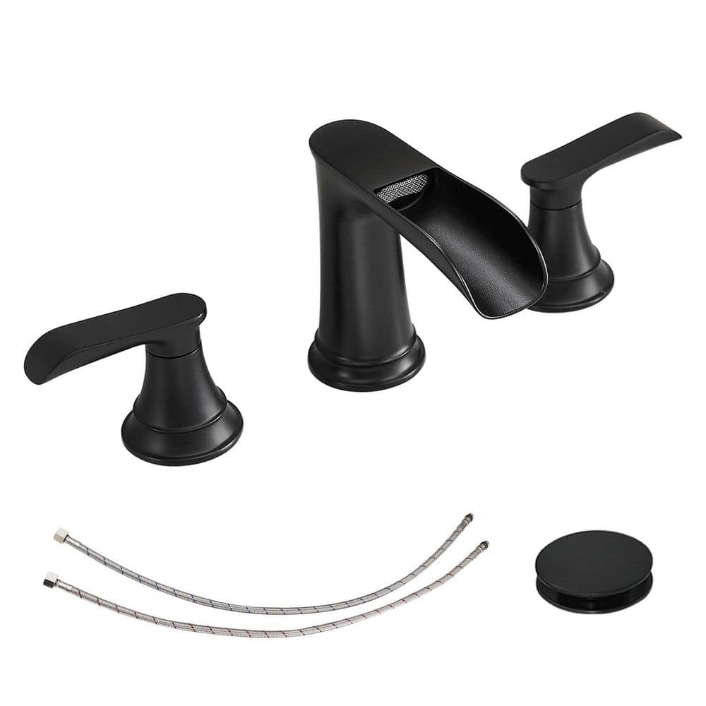 Satico Waterfall 8 in. Widespread Double Handle Stainless Steel ...
