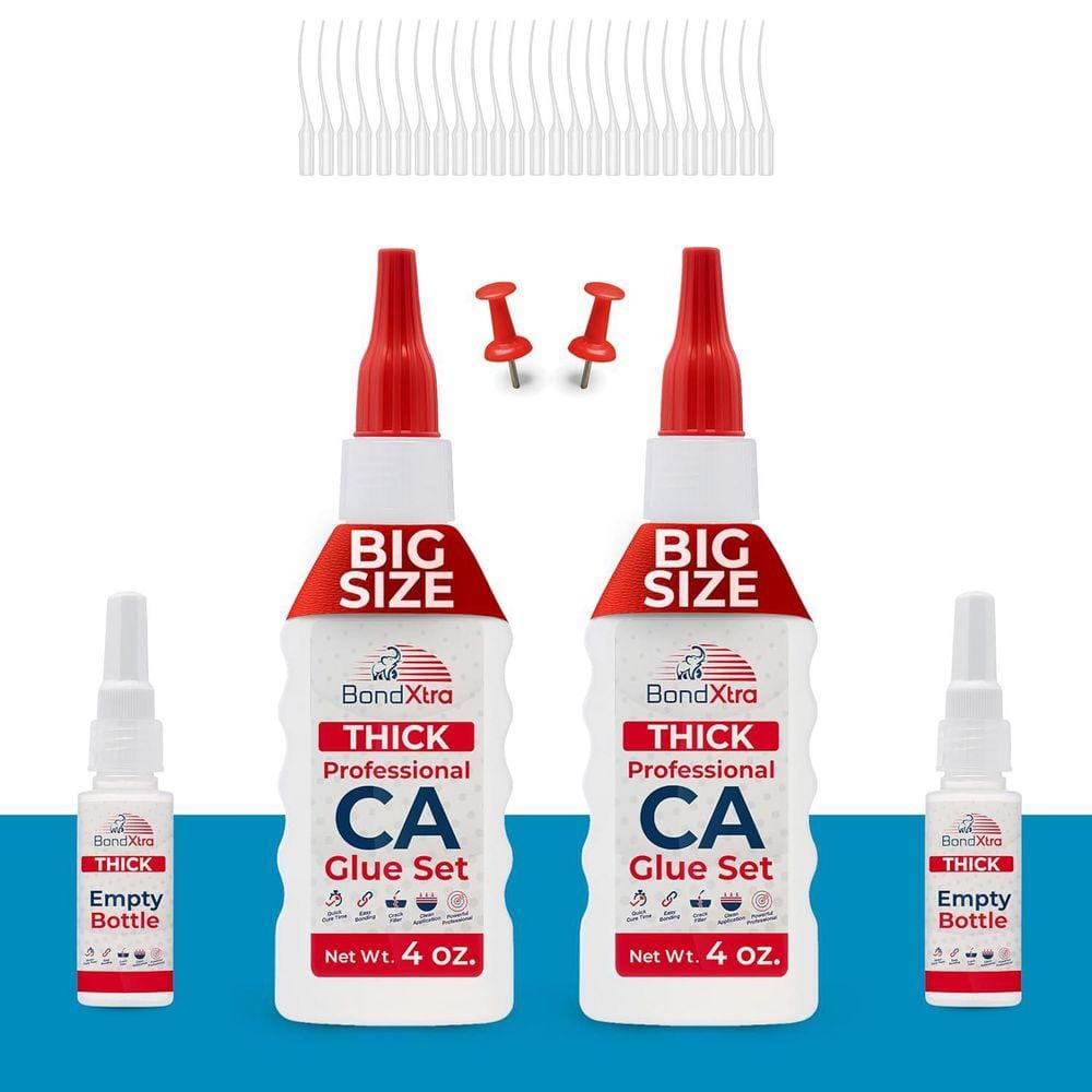 BondXtra BX8 CA Glue Set 8 oz. Thick Viscosity, Premium Super Glue Kit ...