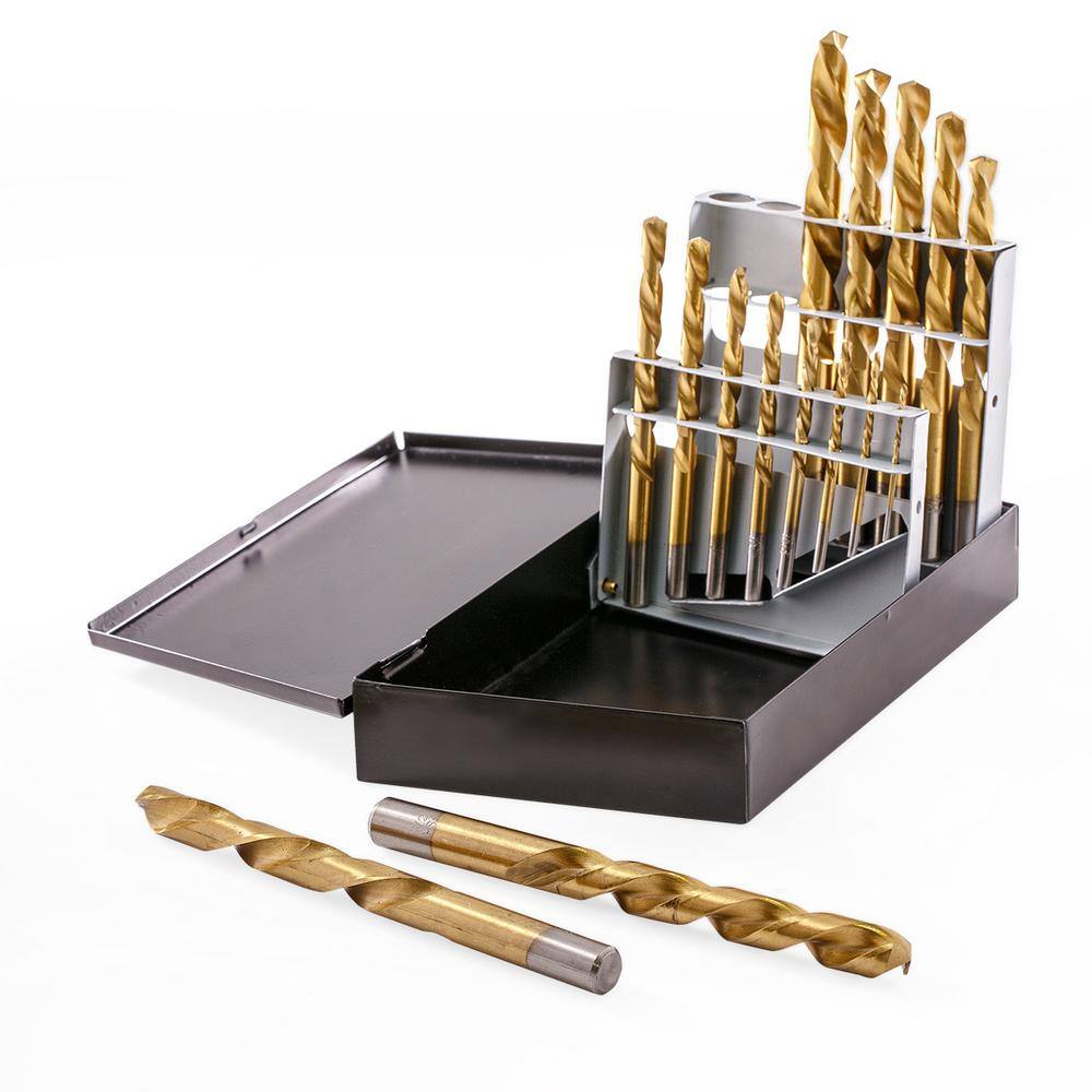 Stark Titanium Drill Bit Set with Steel Sorter Box (15-Piece) 32615-H1 ...