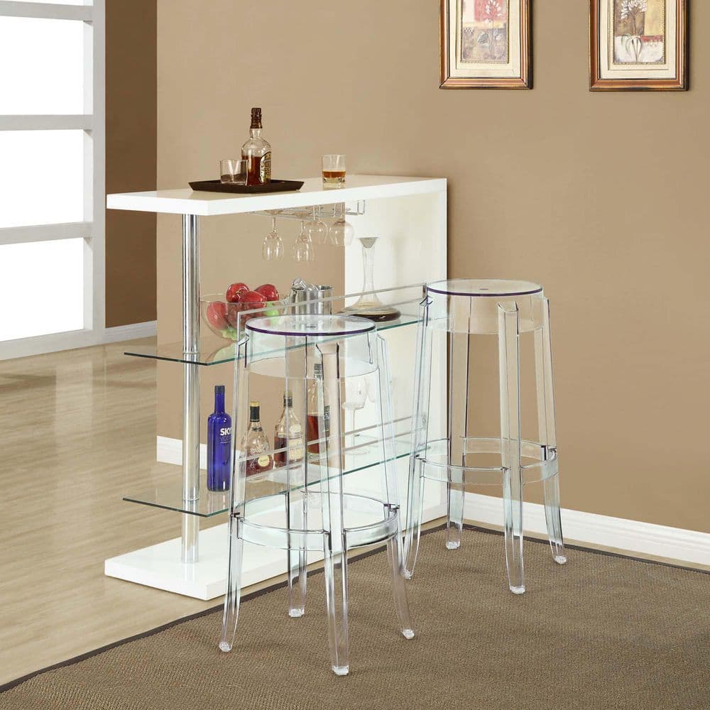 MODWAY Casper Bar Stool Backless Set of 2 in Clear EEI-909-CLR - The ...