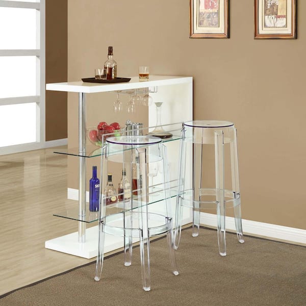 MODWAY Casper Bar Stool Backless Set of 2 in Clear EEI-909-CLR - The ...