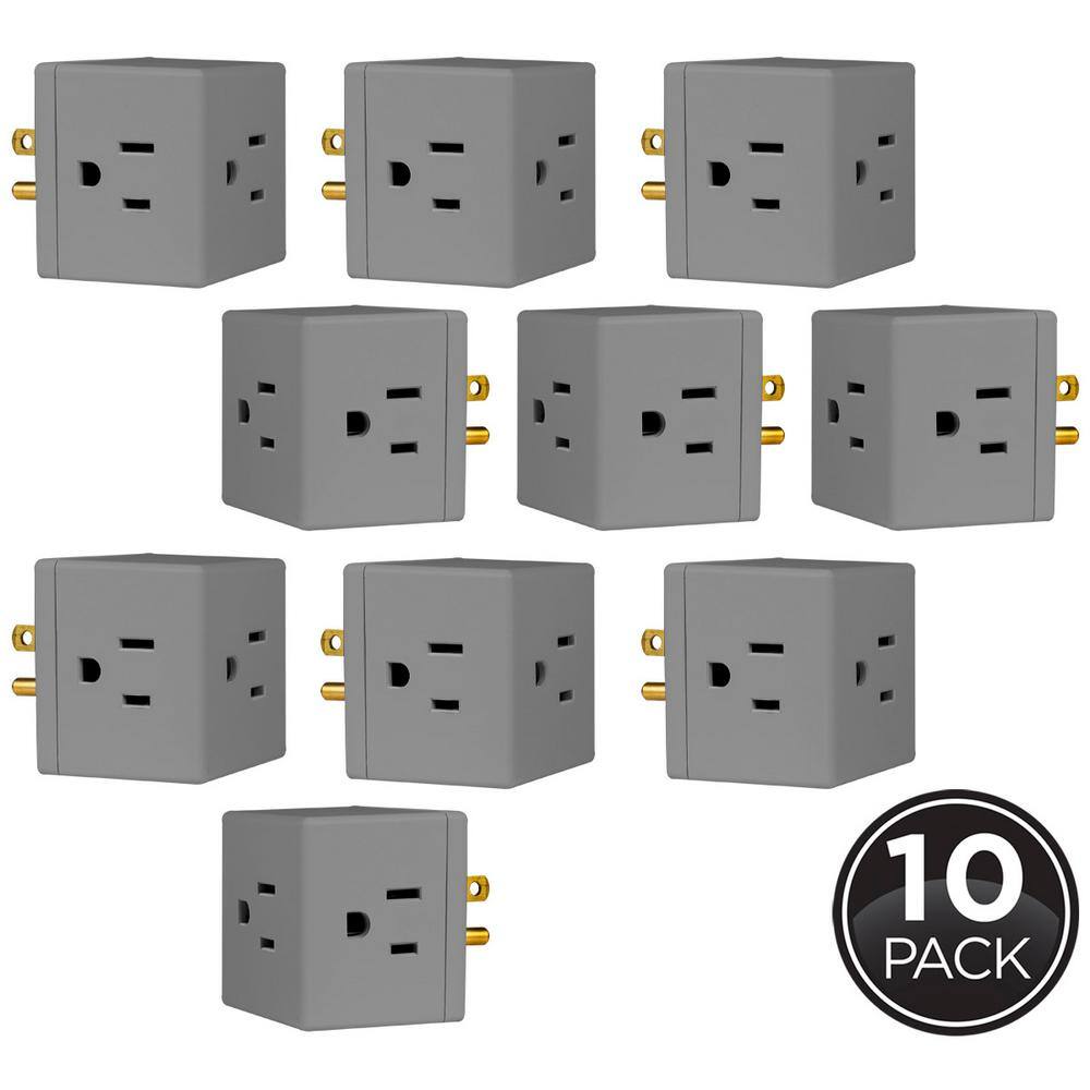 GE 3-Outlet Grounded Tap Adapter, Gray (10-Pack) 47040 - The Home Depot