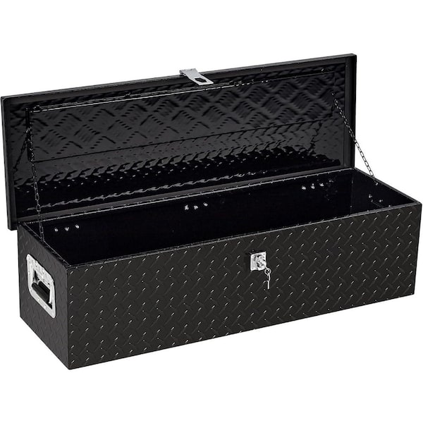 39 in. Black Aluminum Tool Organizer Chest Cabinet Truck Tool Box with ...
