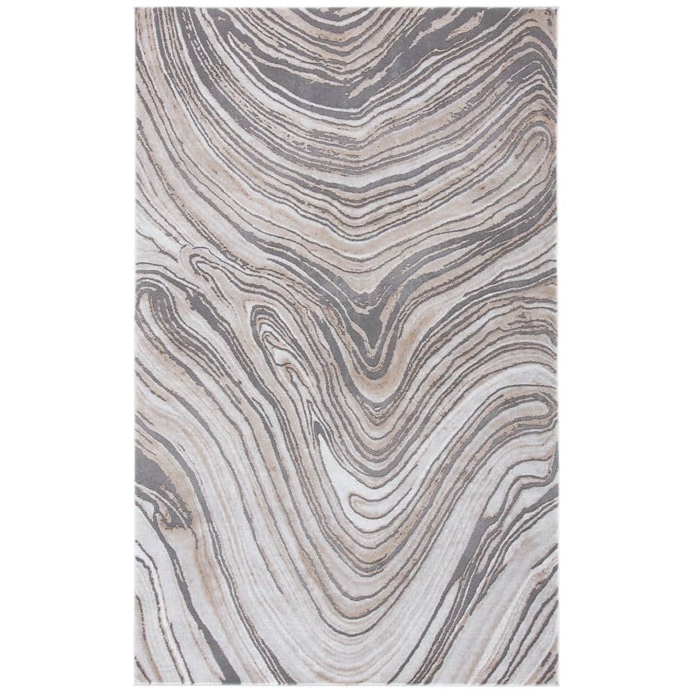 SAFAVIEH Craft Gray/Brown 7 ft. x 9 ft. Marbled Abstract Area Rug ...