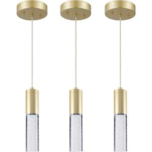 MAXAM 1-Light Golden Integrated LED Mini Pendant Light Bubble Crystal ...