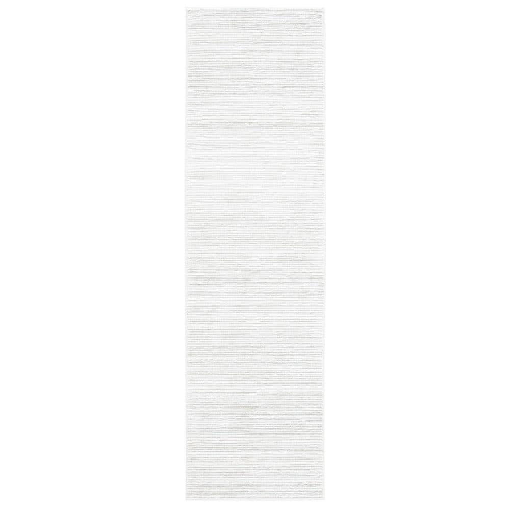 SAFAVIEH Vision Ivory Gray 2 ft. x 20 ft. Solid Marle Runner Rug ...