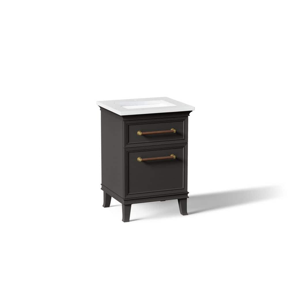 KOHLER Artifacts 24 in. Freestanding Carbon Oak Bath Vanity with White ...