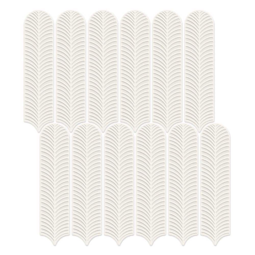 Giorbello Feather Cream 3 in. x 12 in. 3D Textured Glossy Ceramic ...
