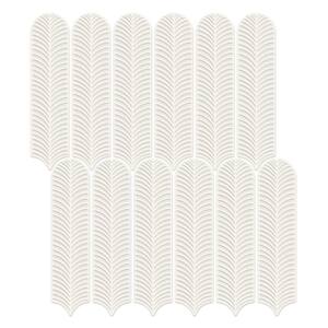 Giorbello Feather White 3 in. x 12 in. 3D Textured Glossy Ceramic ...
