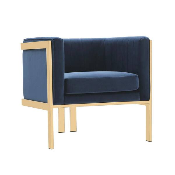 Manhattan Comfort Paramount Modern Royal Blue and Polished Brass Velvet Upholstered Accent Armchair AC053 BL The Home Depot