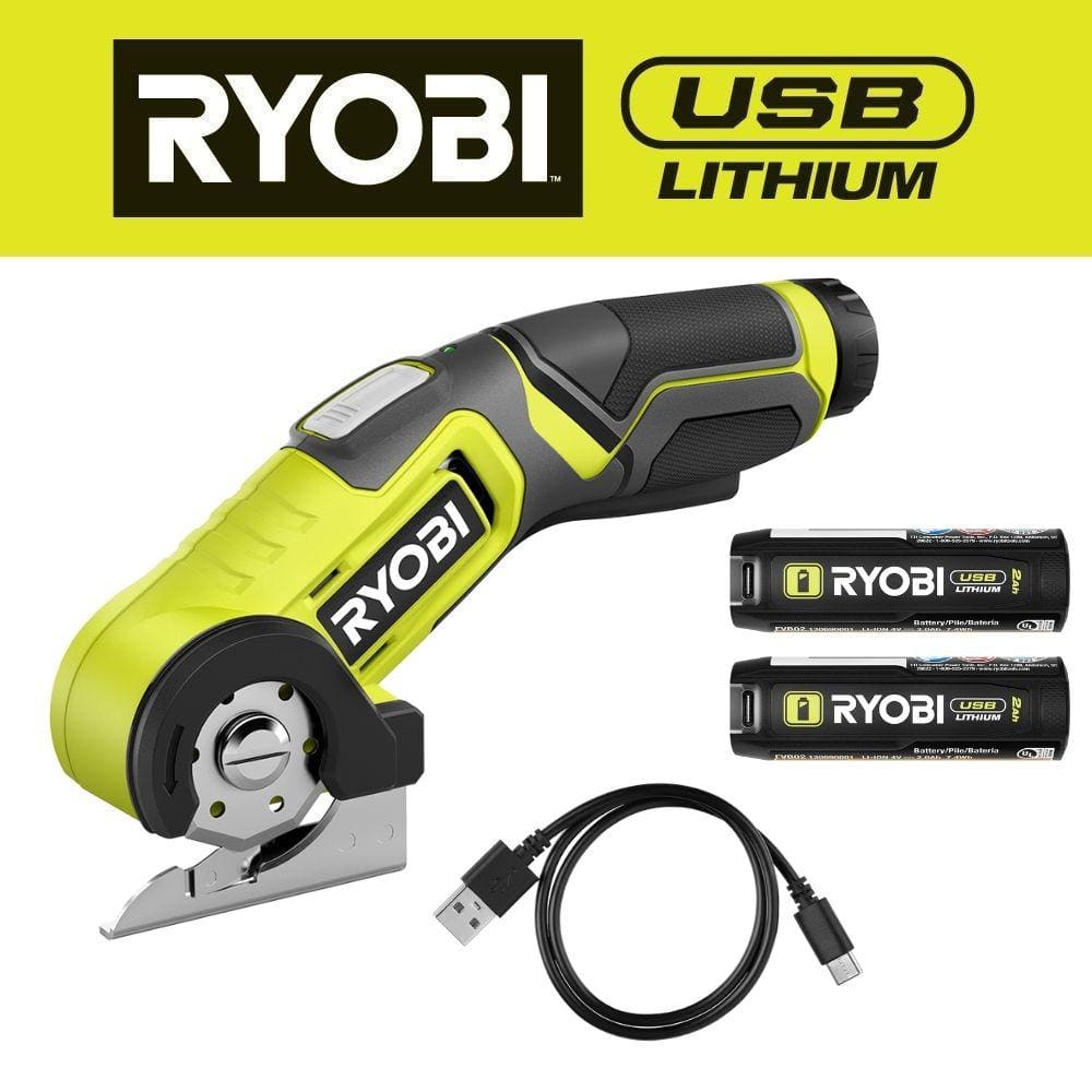 RYOBI USB Lithium Power Cutter Kit with USB Lithium 2.0 Ah Lithium ...