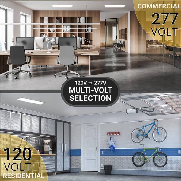 NuWatt 1 ft. x 4 ft. LED Thin Flush Surface Mount Panel W/Built in ...