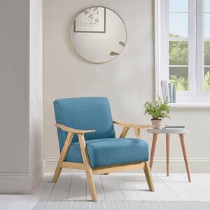 Lazzara Ocala Blue Fabric Upholstery Solid Wood Frame Accent Chair ...