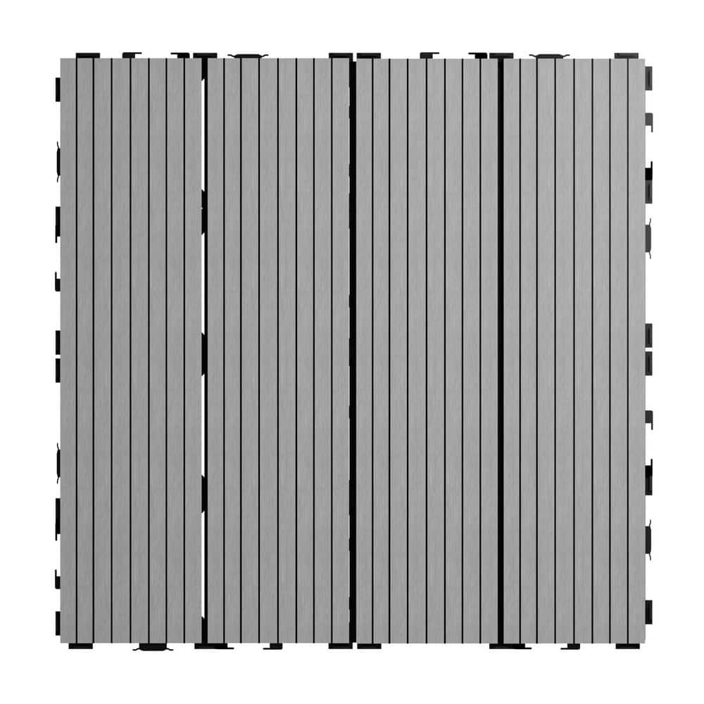 ARK DESIGN 1 ft. x 1 ft. x 0.8 in. Waterproof Slat Composite Deck Tile ...