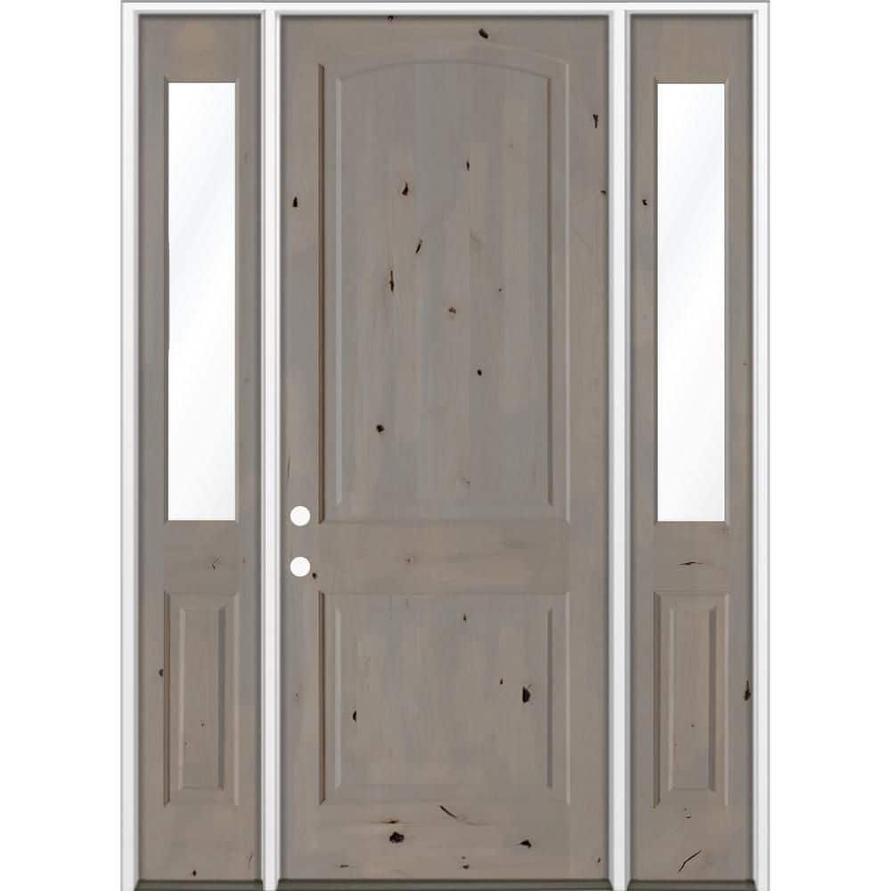 Krosswood Doors 70 in. x 96 in. Knotty Alder 2-Panel Arch Right-H ...