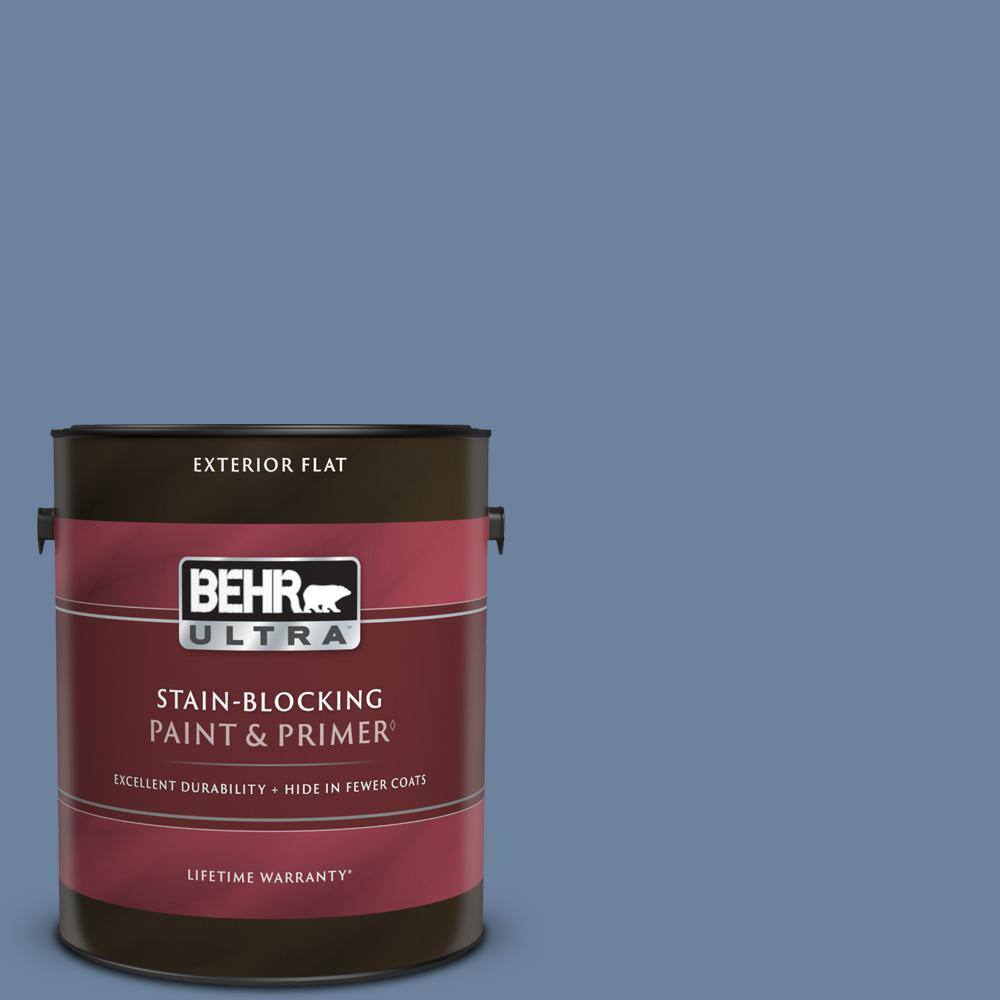 BEHR ULTRA 1 gal. #S530-5 Brisk Blue Flat Exterior Paint & Primer ...