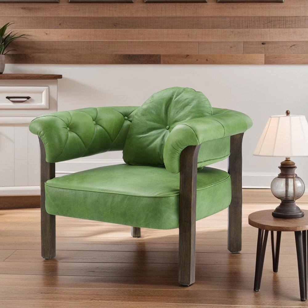 Art Leon Top Leather Green Arm Chair SF061-1-GE-L - The Home Depot