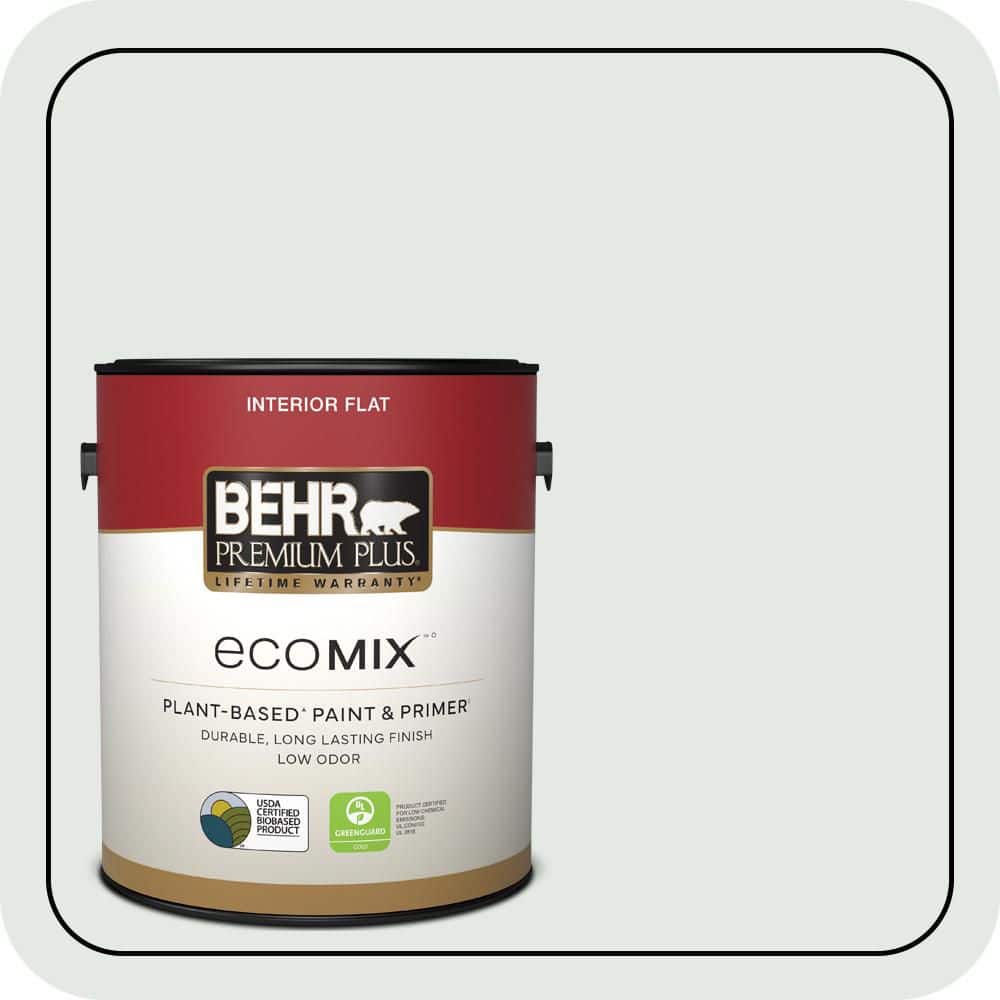 BEHR PREMIUM PLUS 1 gal. #BL-W07 Wind Chill Flat EcoMix Plant-Based ...