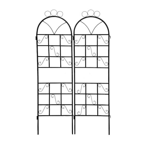 6 ft. Black Outdoor Metal Rustproof Garden Trellis (2-Pack) TRELL001 ...