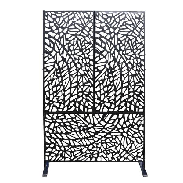 KOZYARD 74 in. H x 47 in. W Black Metal Privacy Screen Decorative ...