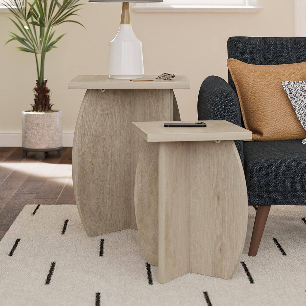 Novogratz Voler Set of 2 M in.imalist Nest in.g End Tables, Light Oak 8835847COM - The Home Depot