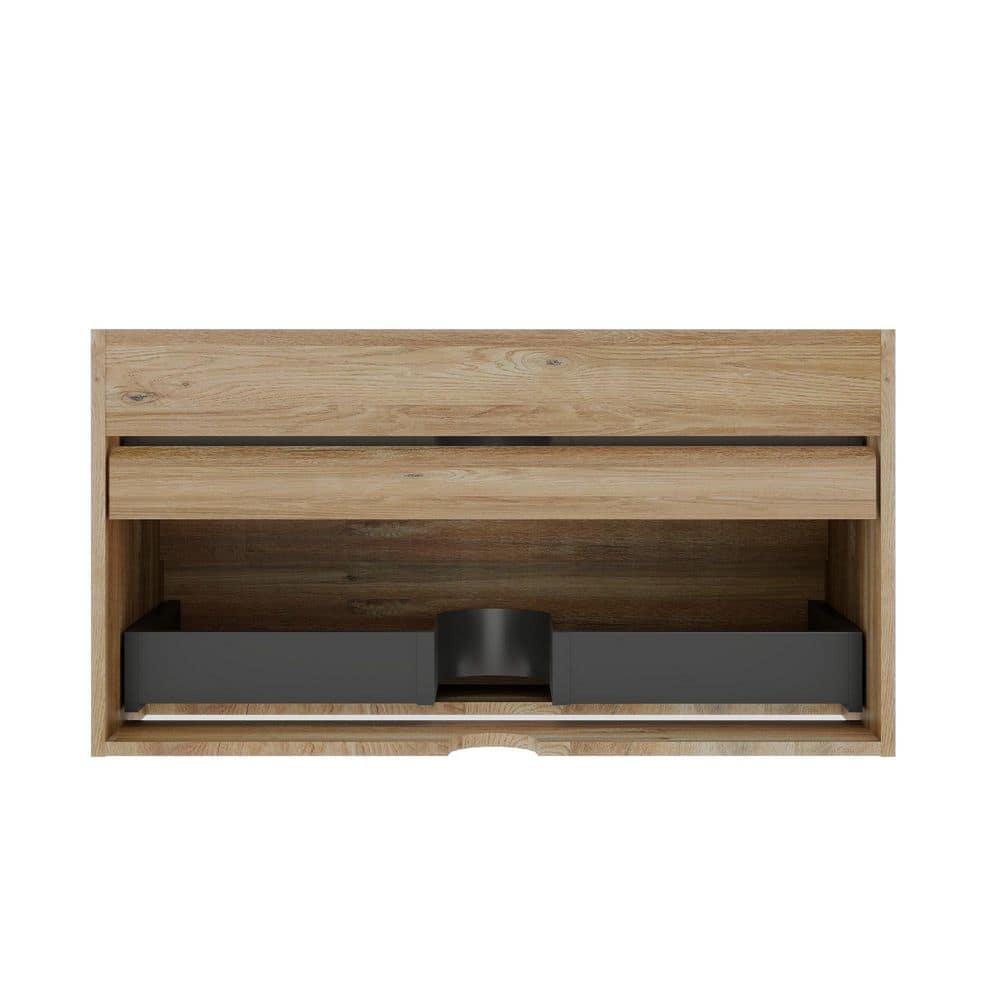 Noble House Marley Mid-Century Modern 35.5 in. Floating Bath Vanity ...