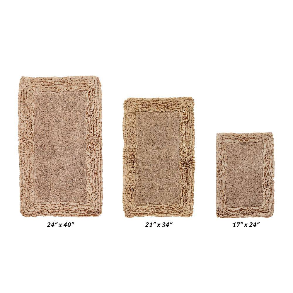 Better Trends Shaggy Border Collection 3 Piece Beige 100% Cotton Bath ...