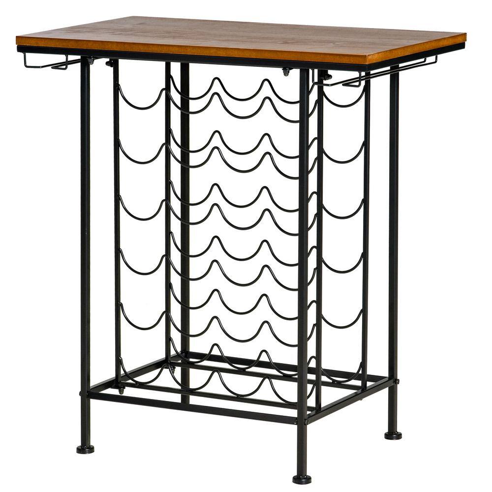 HOMCOM Natural/Black Wine Rack Table 801-226V80BN - The Home Depot