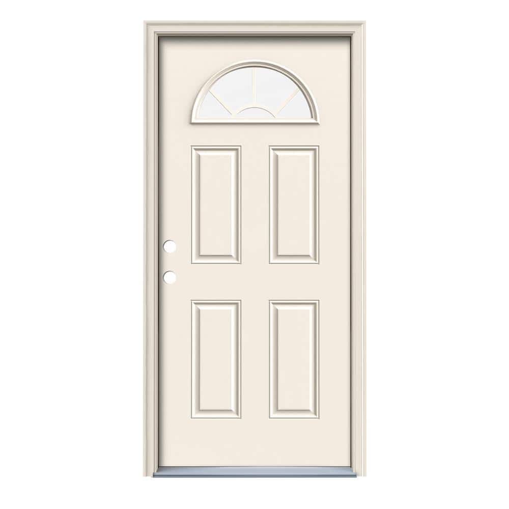 JELD-WEN 34 in. x 80 in. Fan Lite Primed Steel Prehung Right-Hand ...