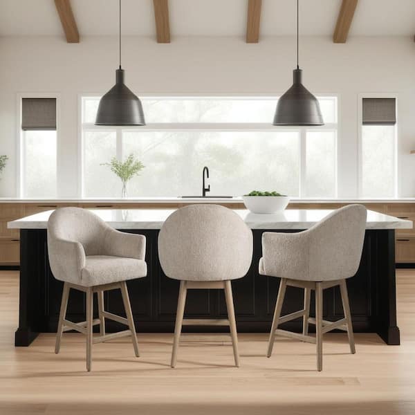 Armen Living Jaxon 26 in. Ancient Stone/Washed Wood Low Back Rubberwood ...