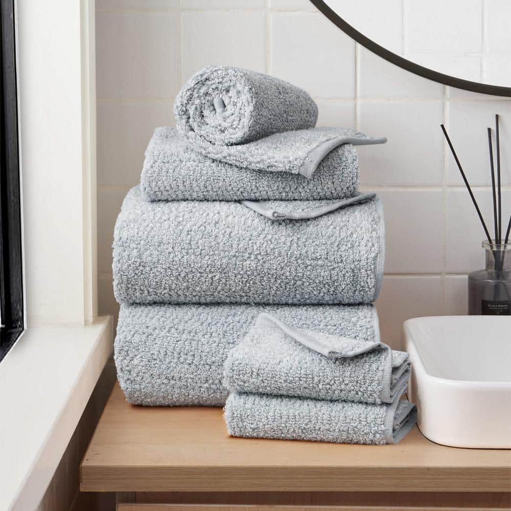 Luxurious Plush 6-Piece Glacier Gray 100% Cotton Bath Towel Set ...
