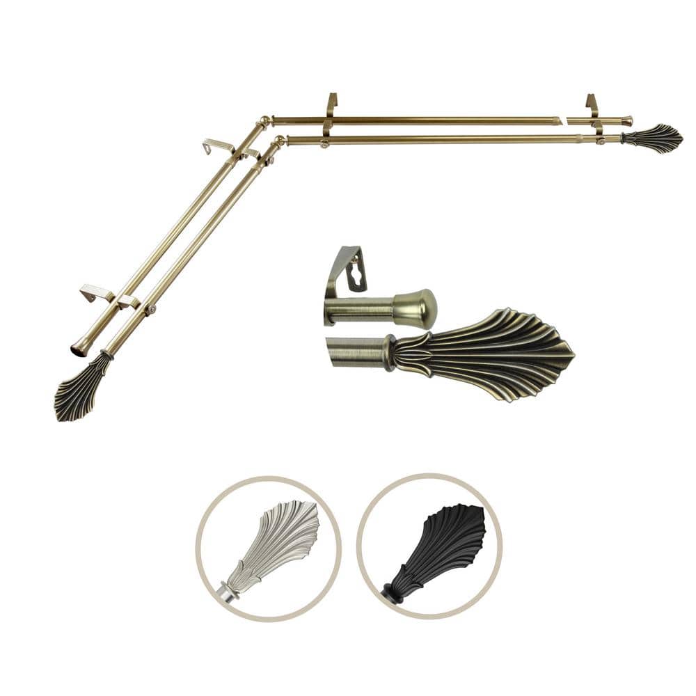 Rod Desyne 13/16" Dia Adjustable 66" to 120" Double Corner Window ...