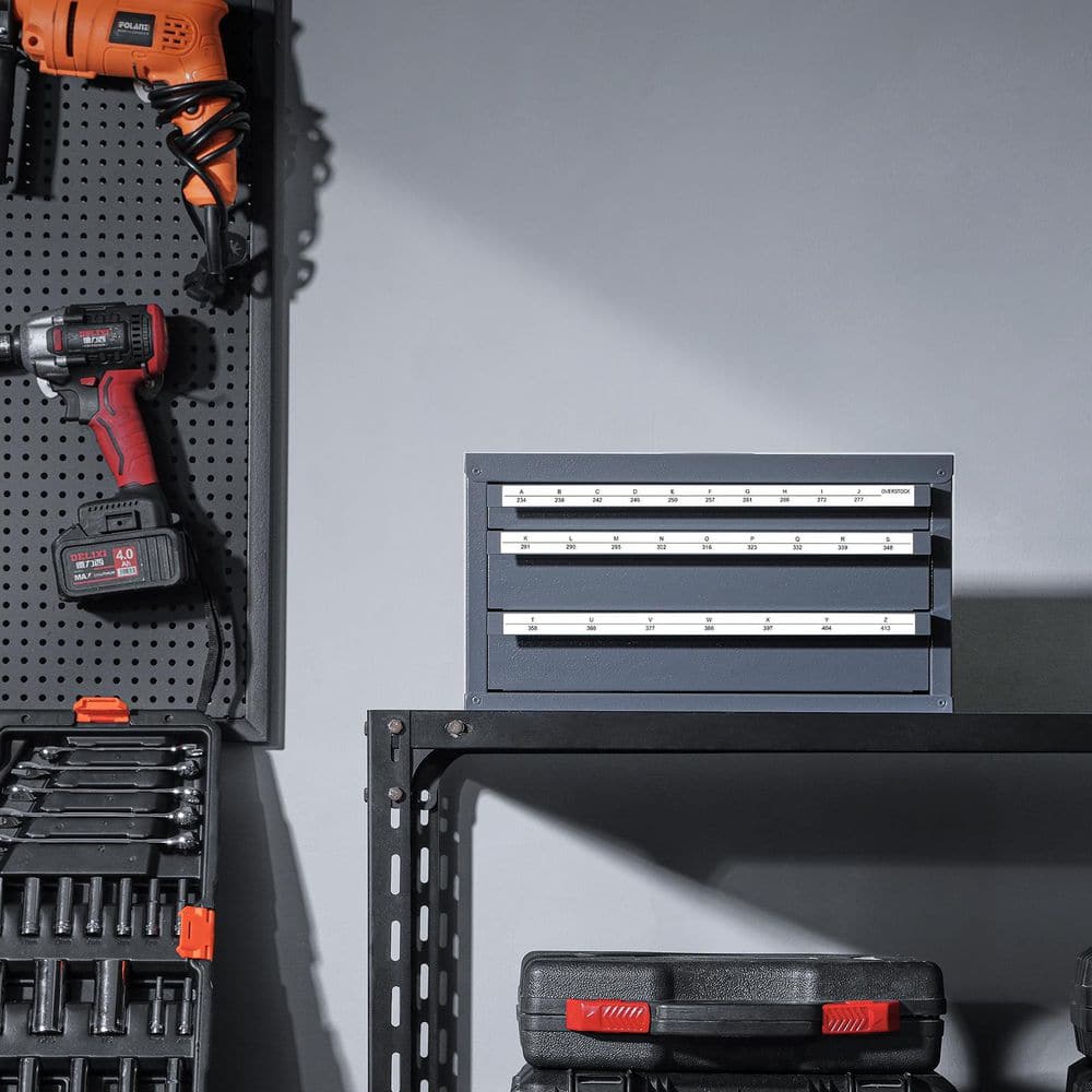 SVOPES Drill Bit Dispenser Cabinet, 3-Drawer Steel for A-Z Storage, Stackable, Durable Drill ...