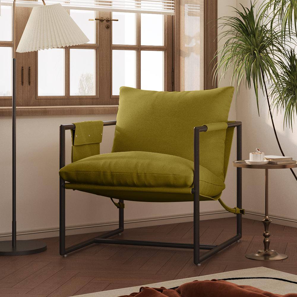 Hochwertiges Modern Grass Green Corduroy Upholstered Accent Chair Arm ...