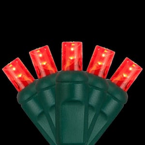 Wintergreen Lighting 24.5 ft. 50-Count LED Red Wide Angle Christmas ...