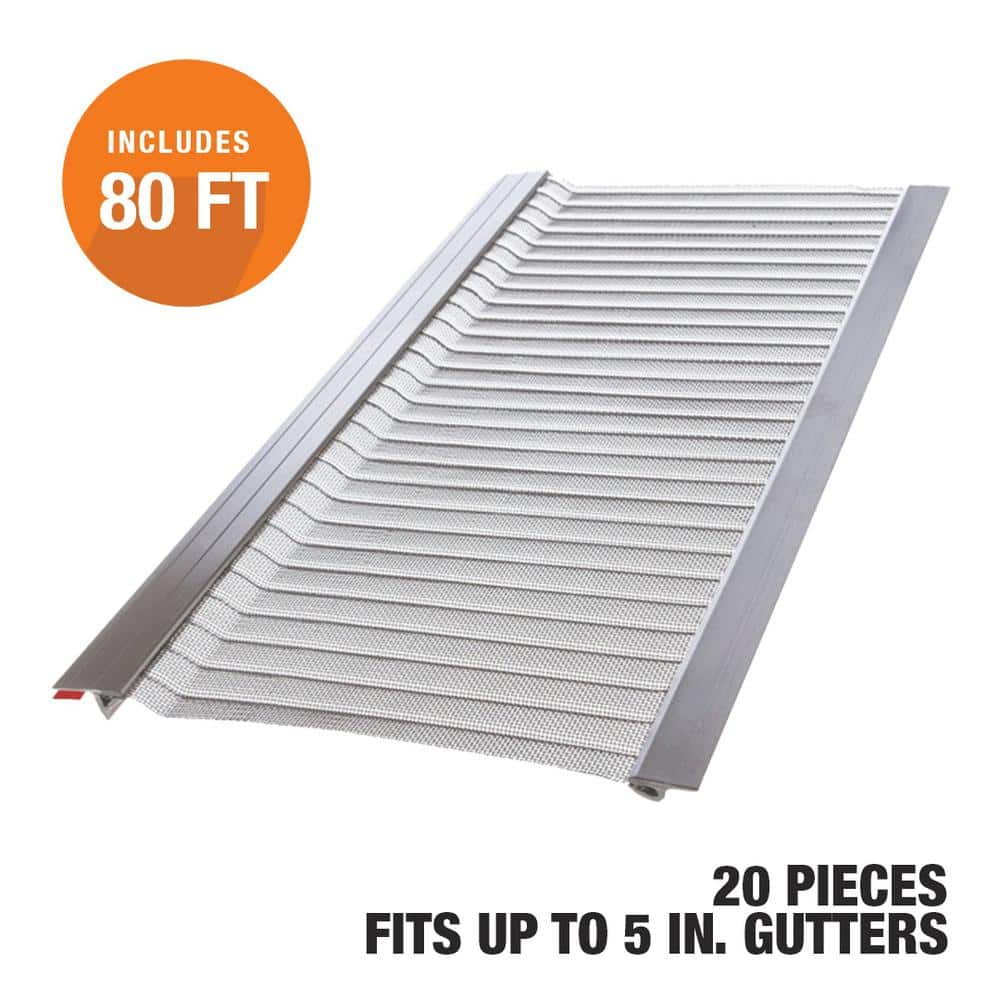Gutter Guard by Gutterglove 4 ft. L x 5 in. W Stainless Steel Micro ...