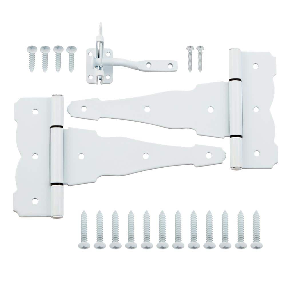Everbilt White Decorative Gate Hinge and Latch Set 24485 - The Home Depot