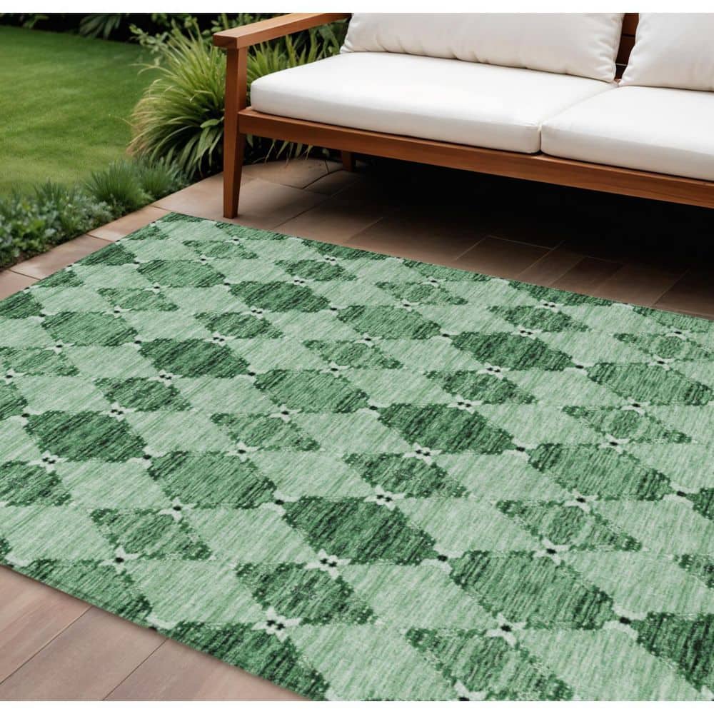 HomeRoots Emerald, Green 10 ft. x 14 ft. Woven Moroccan Polyester ...
