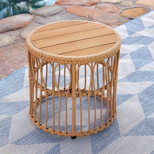 HAVEN WAY Hana Aluminum Frame Resin Wicker Outdoor Side Table 89 YZSTHM The Home Depot