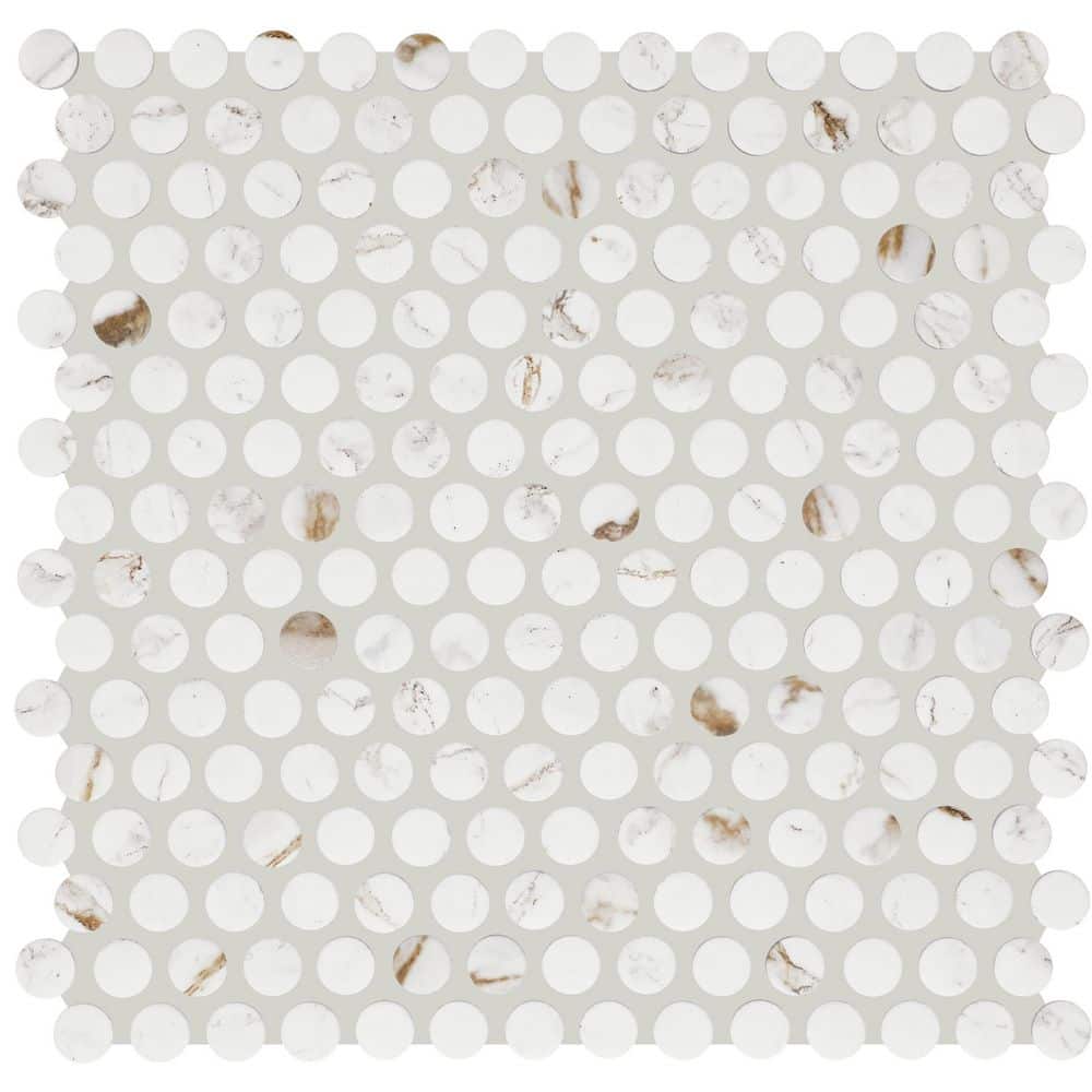 Daltile Kesler Marble Avorio 2-3/4 in. x 3-1/4 in. Matte Ceramic Penny ...