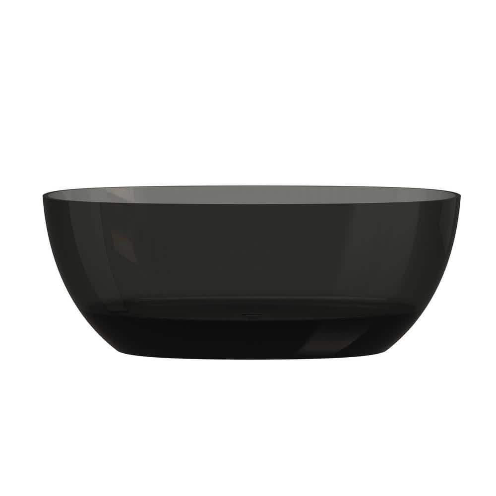 Dimakai 59 in. x 29.5 in. Resin Soaking Bathtub with Center Drain in ...