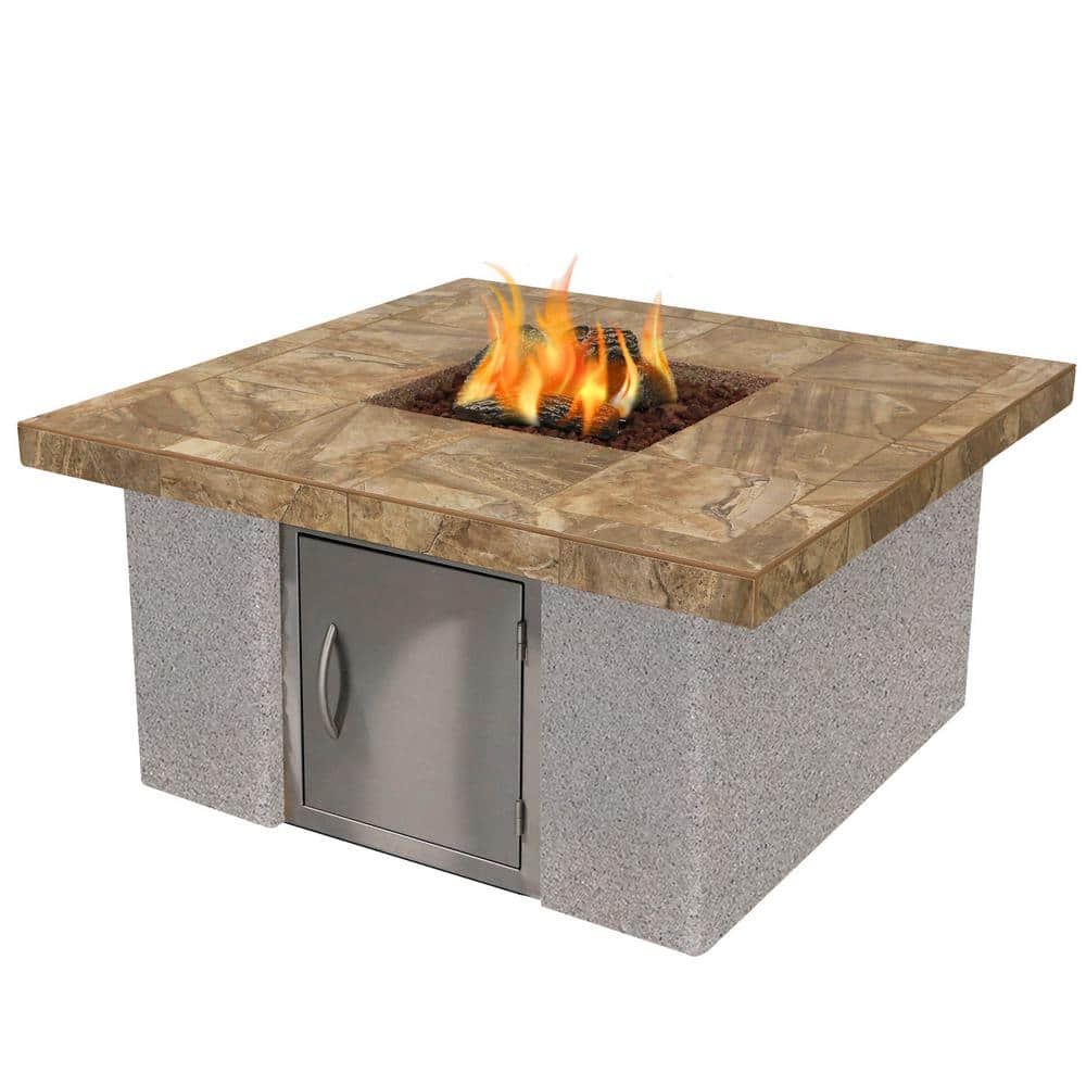 Cal Flame Stucco and Tile Square Gas Fire Pit 22-FPTS301M-ST - The Home ...