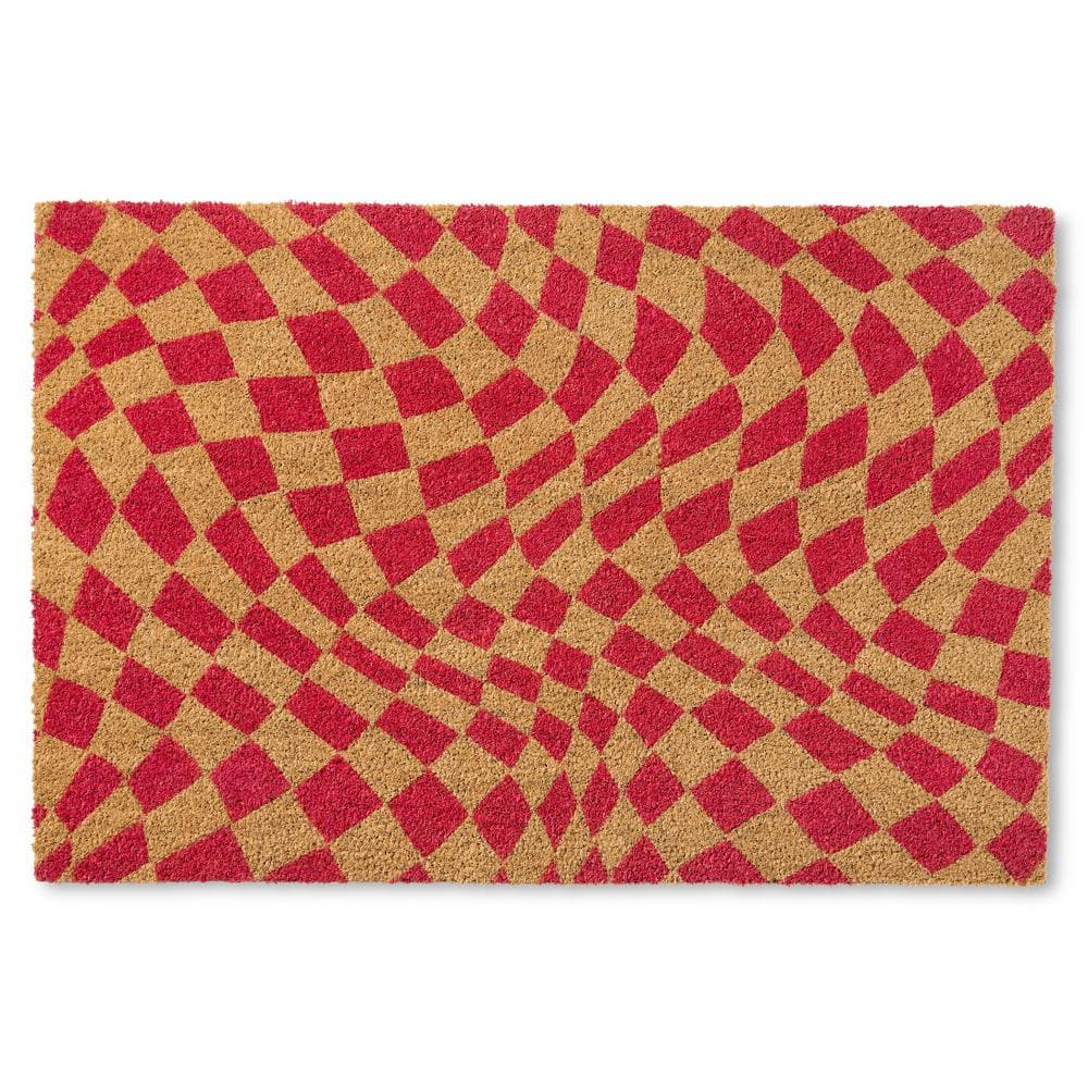 TOWN & COUNTRY LIVING Checkerboard Emmett Red 18 in. x 30 in. Coir ...
