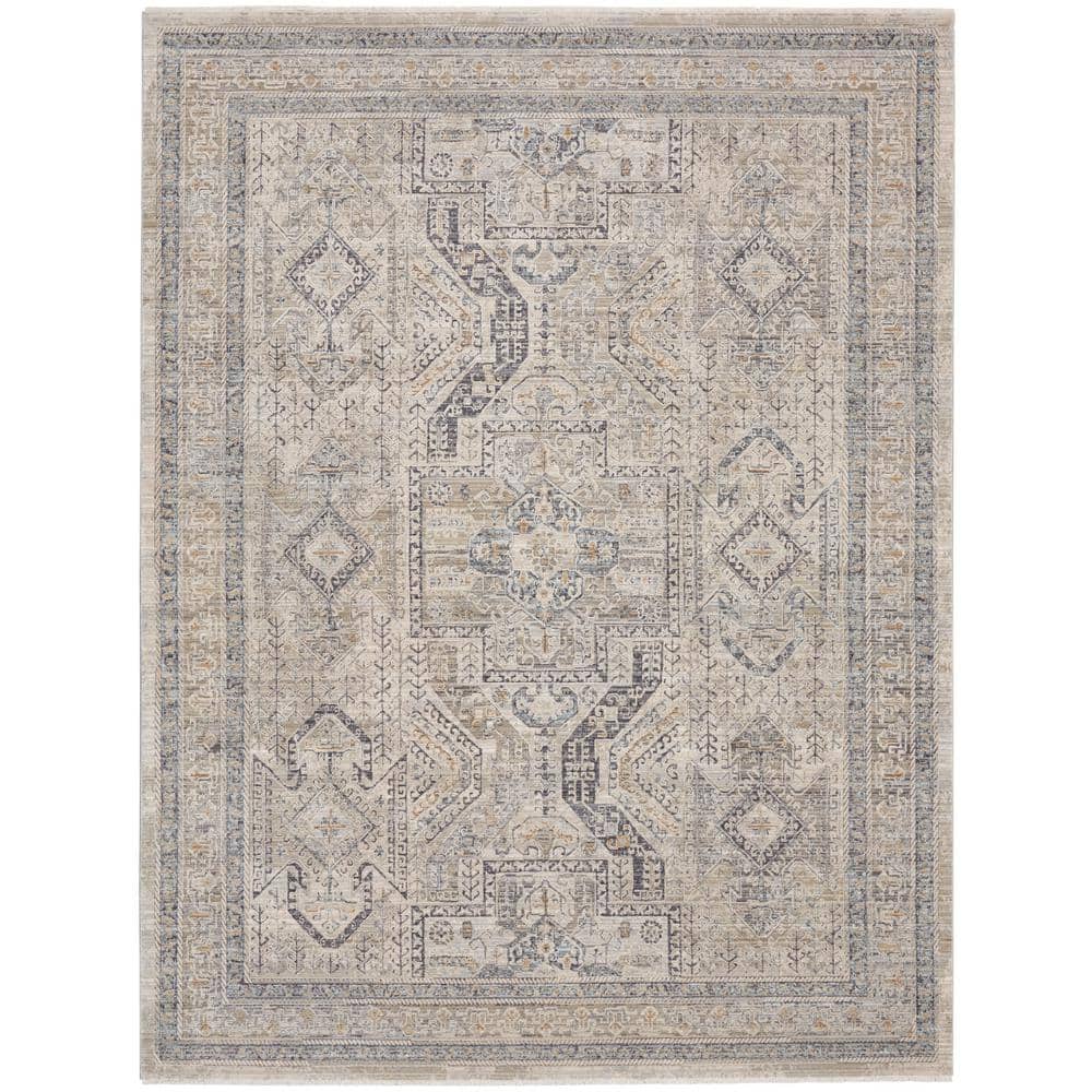 Nourison Lynx Ivory/Grey/Blue 10 ft. x 14 ft. All-Over Design ...