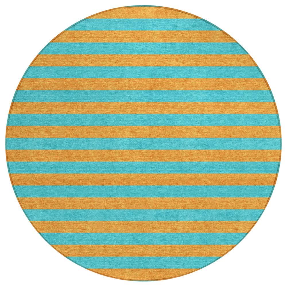 Addison Rugs Chantille ACN530 Aqua 8 ft. x 8 ft. Round Machine Washable ...