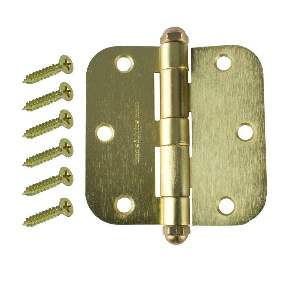 Everbilt 4 in. Satin Brass Adjustable Hinges (3-Pack) 12916 - The Home ...