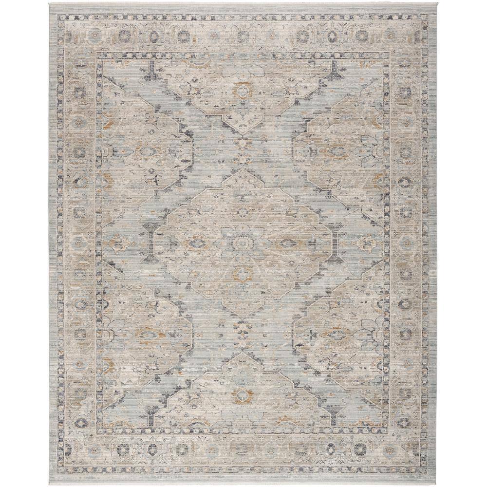Nourison Nyle Light Blue 10 ft. x 14 ft. Distressed Transitional Area ...