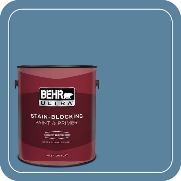 BEHR ULTRA 1 gal. #BIC-38 Honest Blue Extra Durable Flat Interior Paint ...