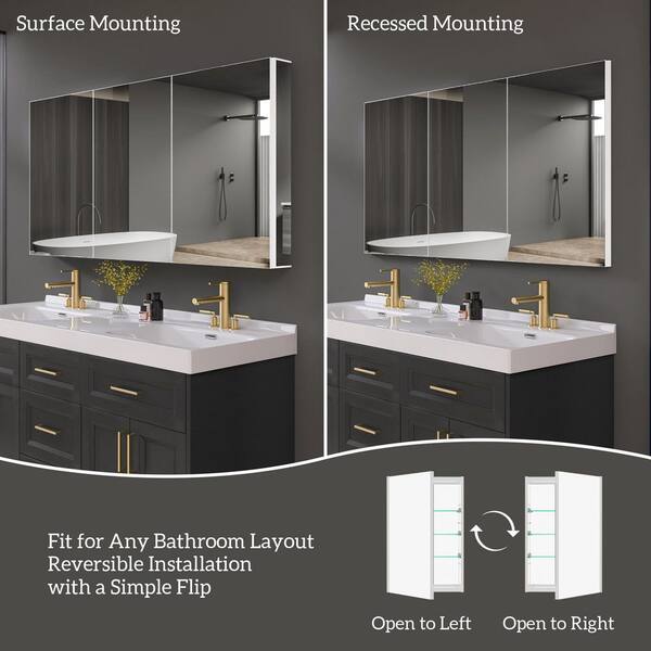 Zeafive Vie 60 in. W x 30 in. H White Rectangular Recessed Zeafive Vie 60 in. W x 30 in. H White Rectangular Recessed