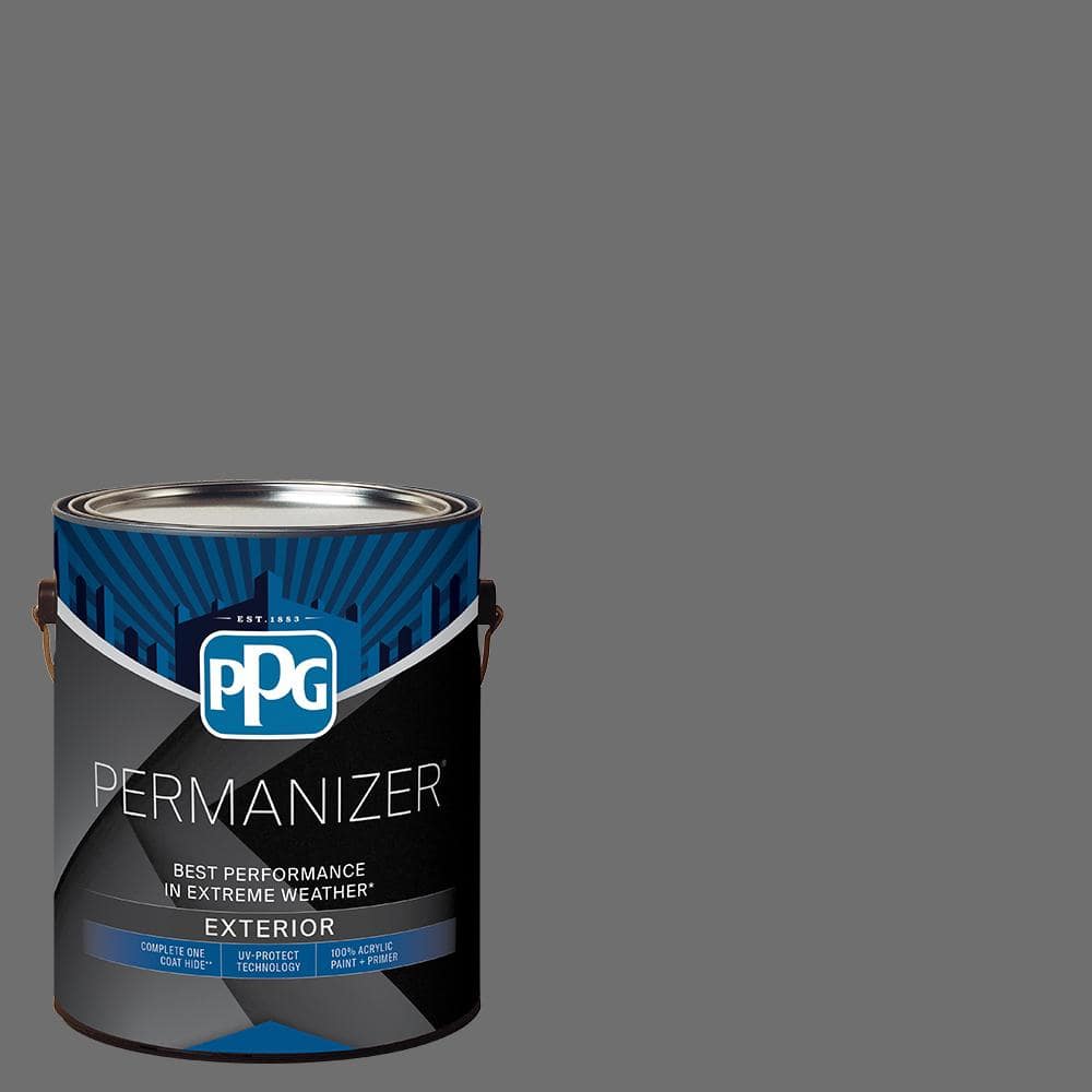 PERMANIZER 1 gal. PPG0996-6 Slate Mine Flat Exterior Paint PPG0996-6PZ ...